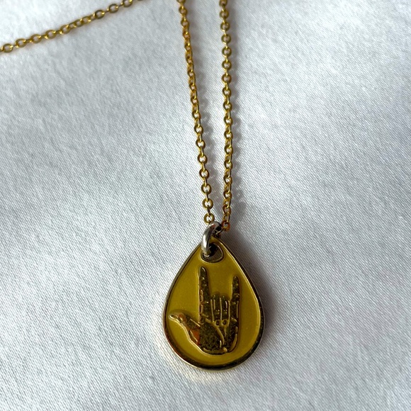 Anthropologie | Jewelry | I Love You Asl Sign Language Necklace | Poshmark